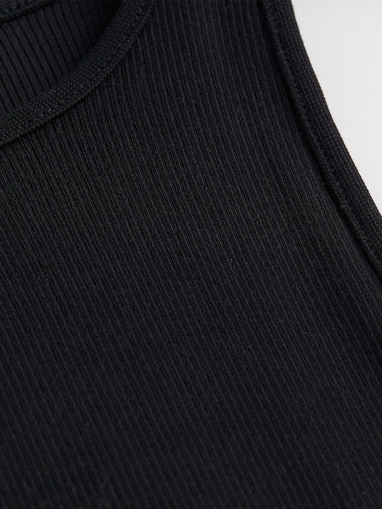 Black Ribbed Vest Top - Flatshop