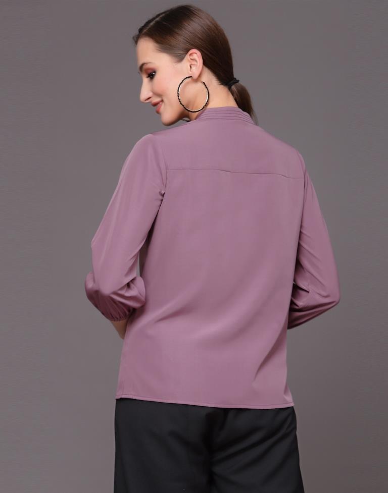Purple Mandarin Neck Top - Flatshop