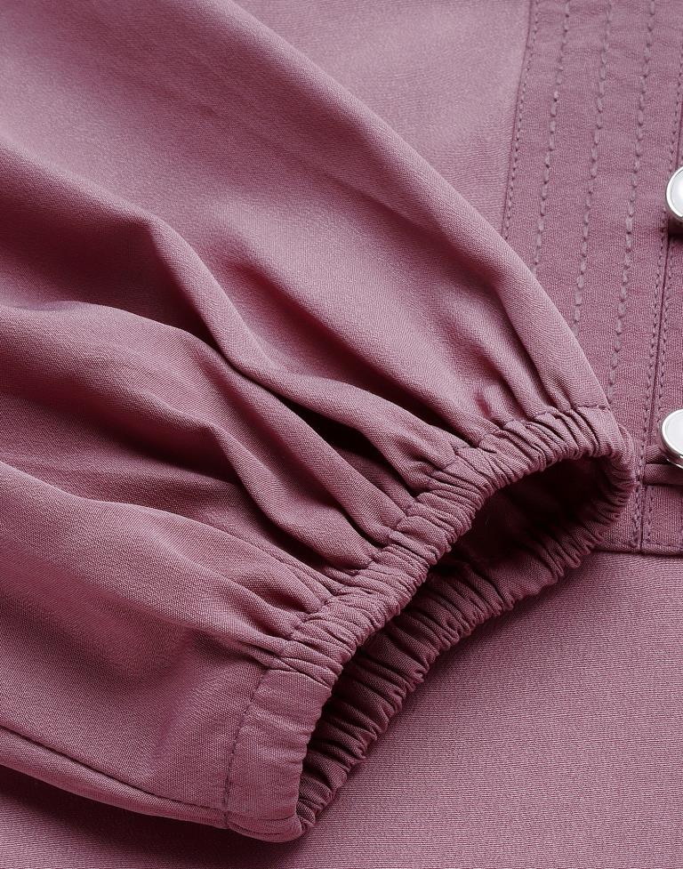 Purple Mandarin Neck Top - Flatshop